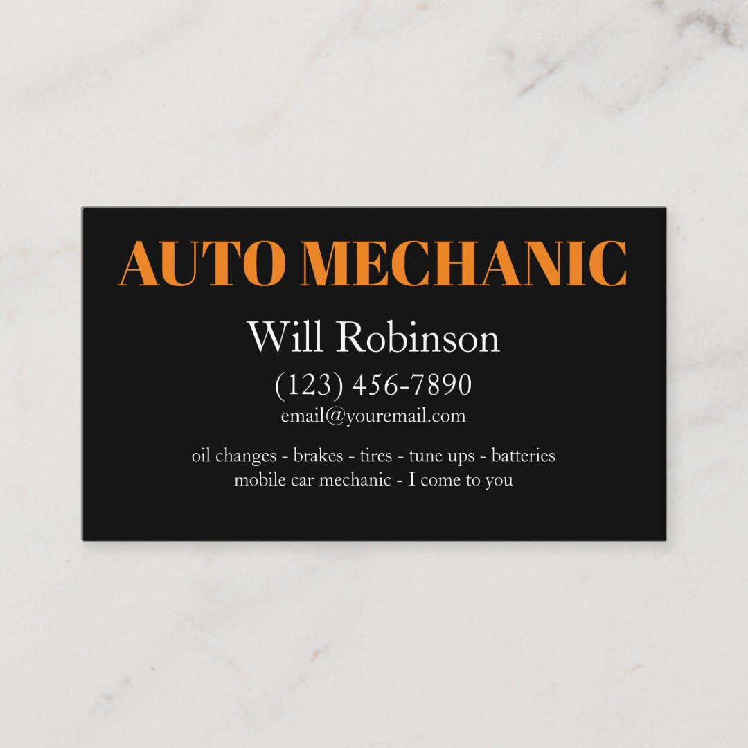 Modern Simple Mobile Auto Mechanic Business Card | Zazzle