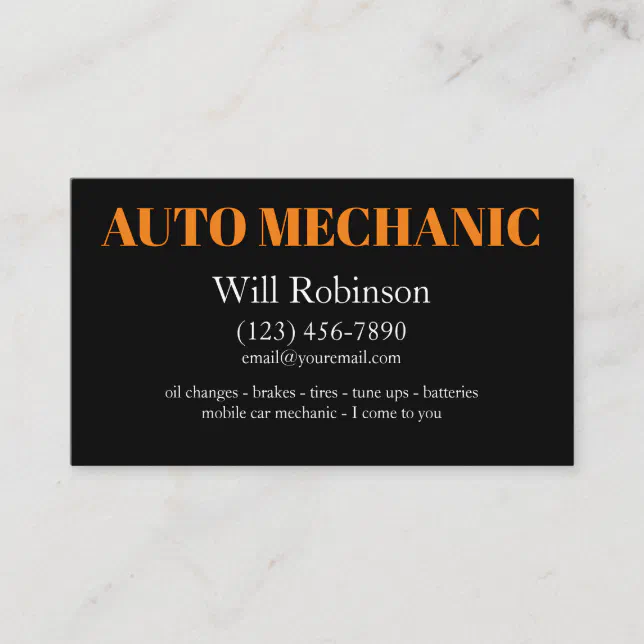 Modern Simple Mobile Auto Mechanic Business Card | Zazzle