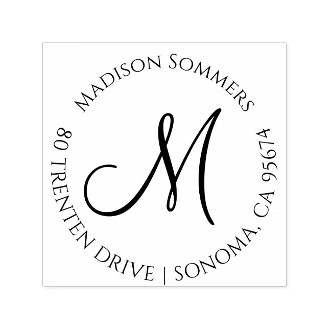 Modern Simple Monogram Address Self-inking Stamp | Zazzle