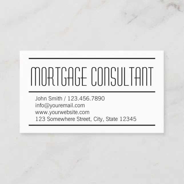Modern Simple Mortgage Agent Business Card | Zazzle