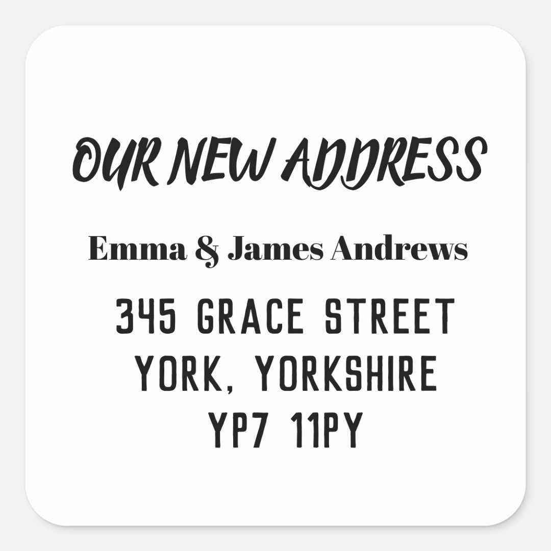 Modern Simple Moving Announcement Square Sticker | Zazzle