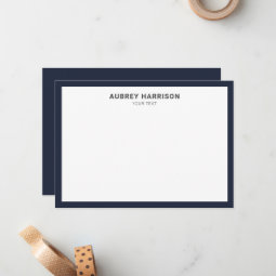 Modern Simple Navy Blue Note Card | Zazzle