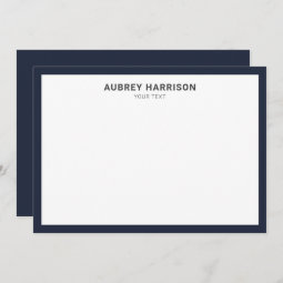 Modern Simple Navy Blue Note Card | Zazzle