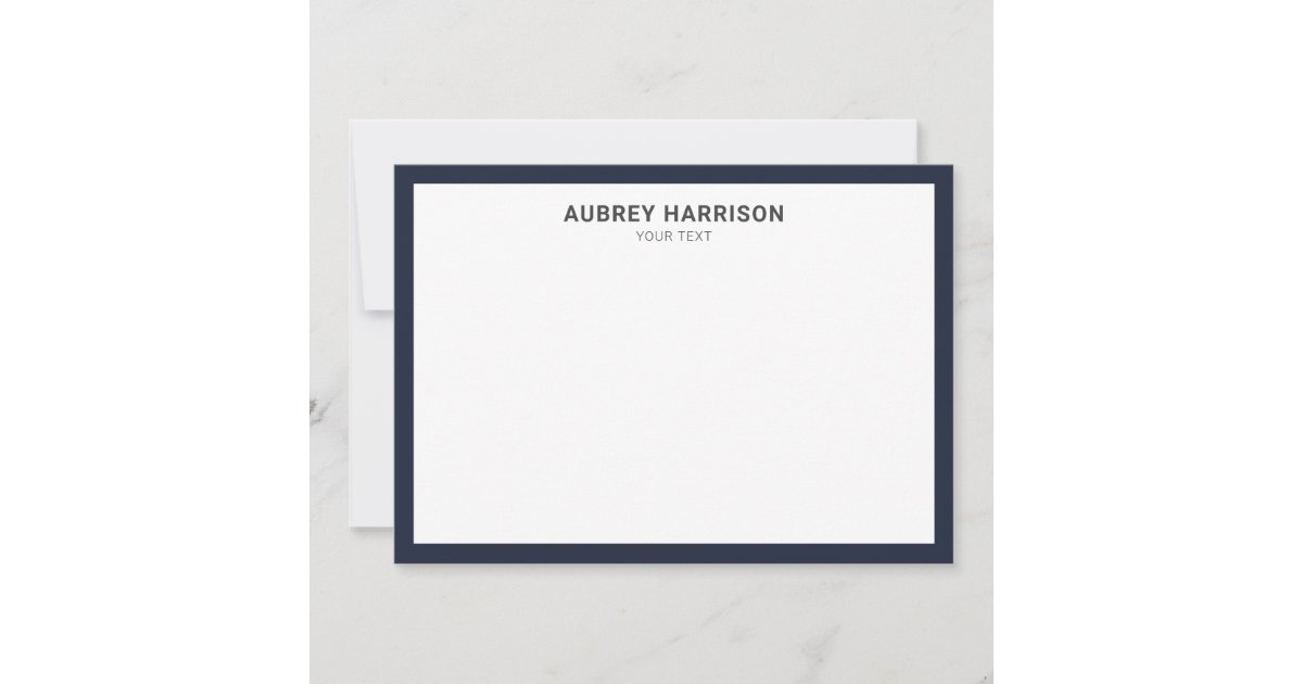 Modern Simple Navy Blue Note Card | Zazzle