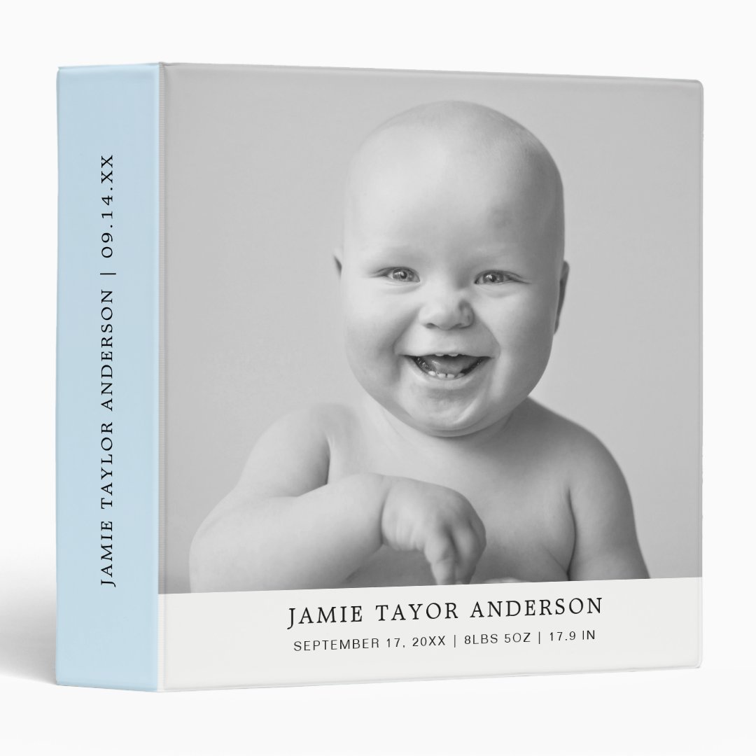 Modern Simple New Baby Boy First Year Photo Binder | Zazzle