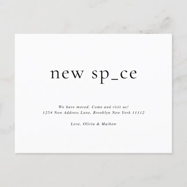 Modern Simple New Place New Space Moving Postcard | Zazzle