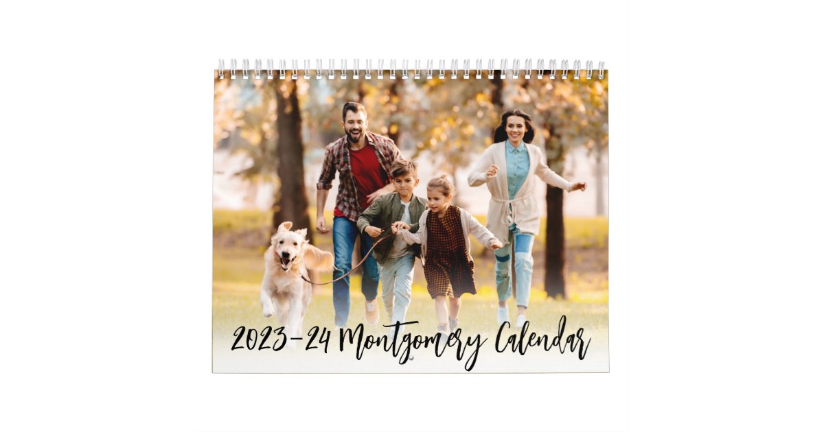 Modern Simple One Photo Per Month Script Calendar | Zazzle