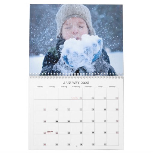 Modern Simple One Photo Per Month Script Calendar | Zazzle