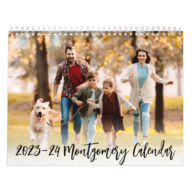 Modern Simple One Photo Per Month Script Calendar | Zazzle