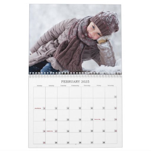 Modern Simple One Photo Per Month Script Calendar | Zazzle
