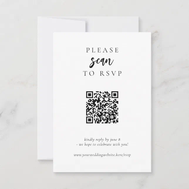 Modern Simple Online QR Code Wedding RSVP Card | Zazzle