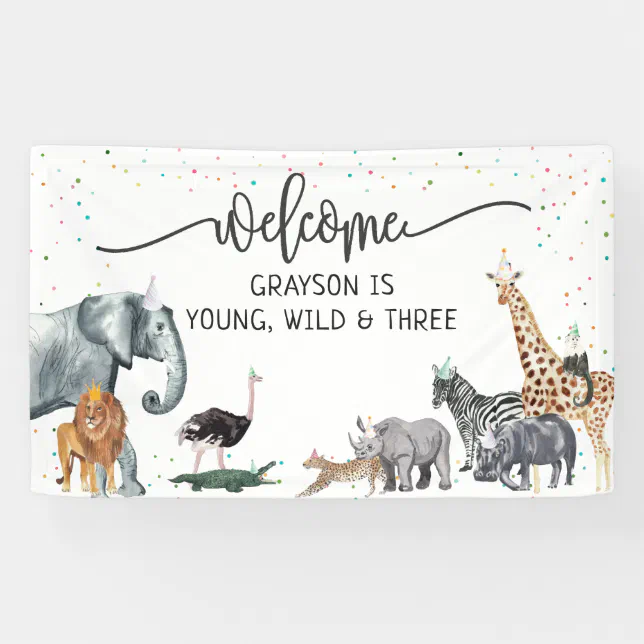 Modern Simple Party Animal Birthday Welcome Banner | Zazzle