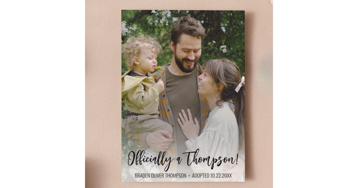 Modern Simple Photo Adoption Announcement Card | Zazzle