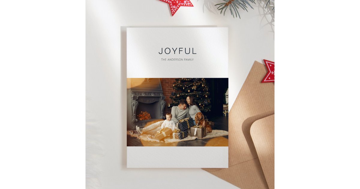 Modern & Simple Photo Christmas Card | Zazzle