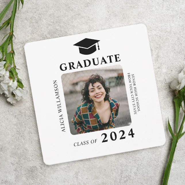 Modern simple photo class of 2024 graduation announcement | Zazzle