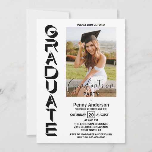Modern Simple Photo Graduation Party Invitation | Zazzle