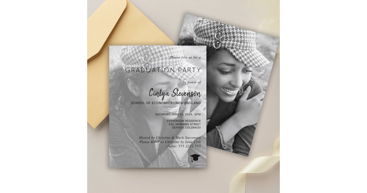 Modern simple photo graduation party invitation | Zazzle