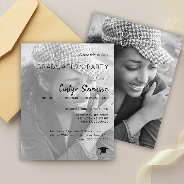 Modern simple photo graduation party invitation | Zazzle