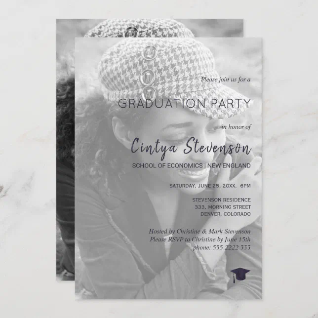 Modern simple photo graduation party invitation | Zazzle