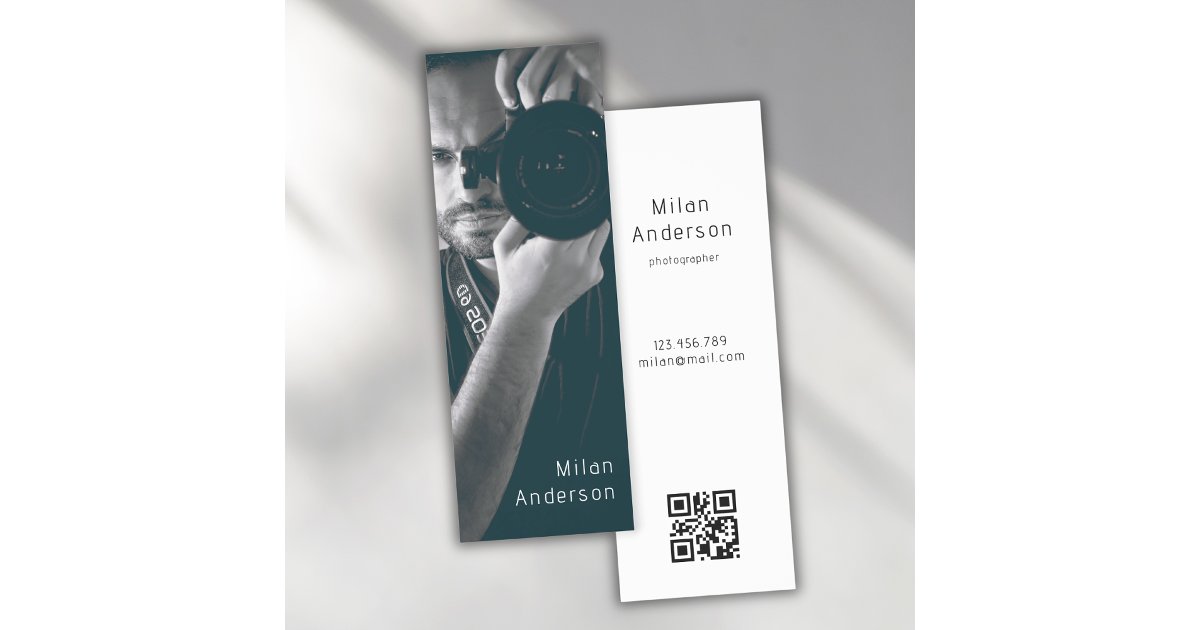 Modern Simple Photo QR Code Photographer Bookmarks | Zazzle