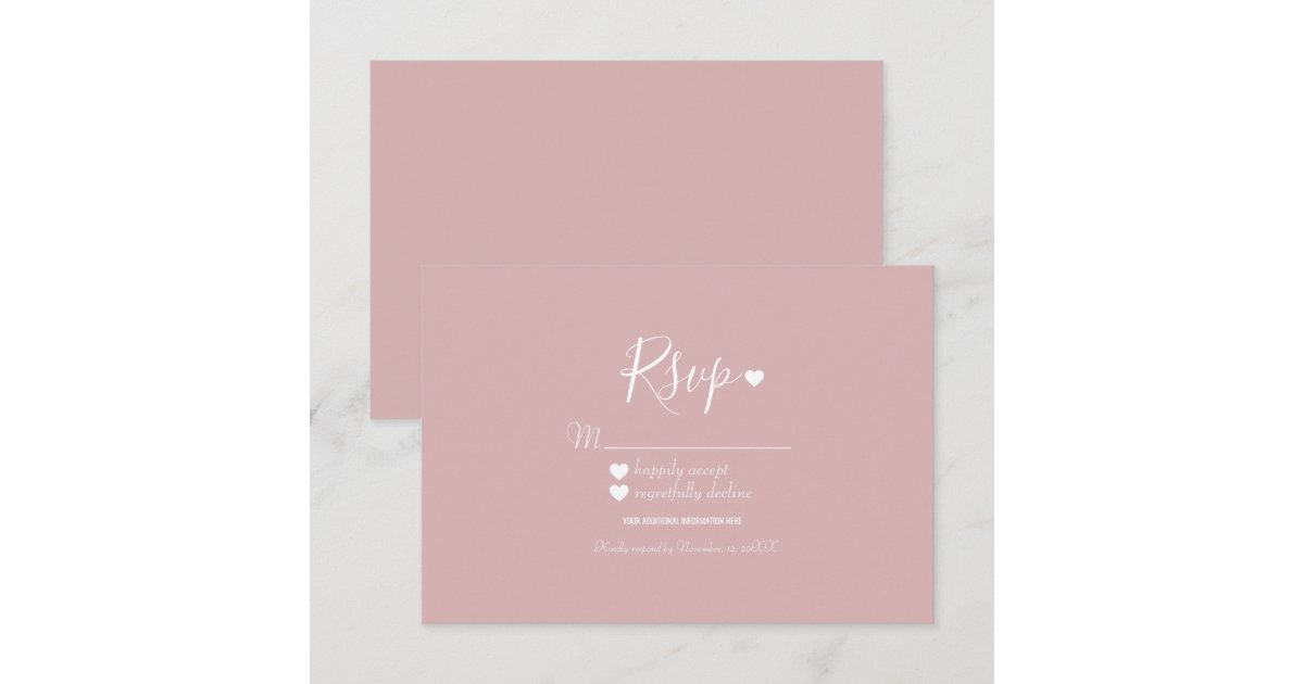 Modern Simple Pink and Hearts RSVP Invitation | Zazzle