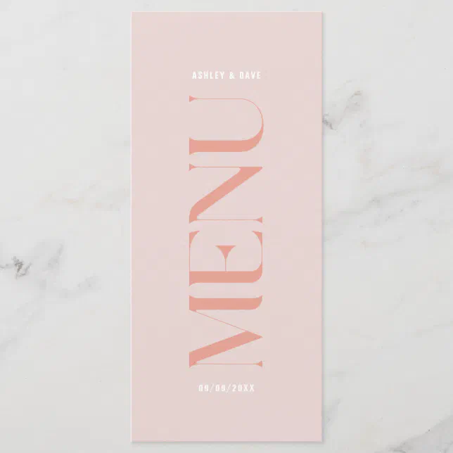 Modern Simple Pink Edge Wedding Menu | Zazzle