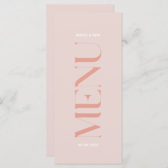 Modern Simple Pink Edge Wedding Menu | Zazzle