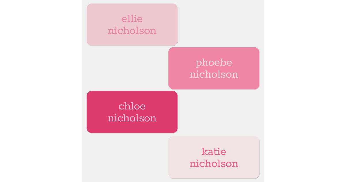 Modern Simple Pink Girly Name Clothing Labels | Zazzle