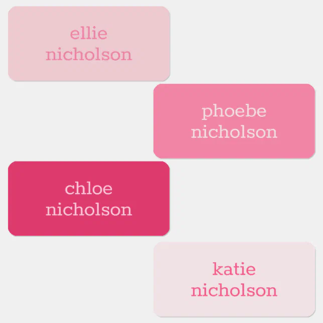 Modern Simple Pink Girly Name Clothing Labels | Zazzle