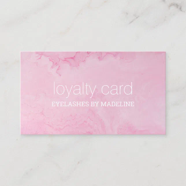 Modern Simple Pink Marble Eyelash Extension Loyalty Card | Zazzle