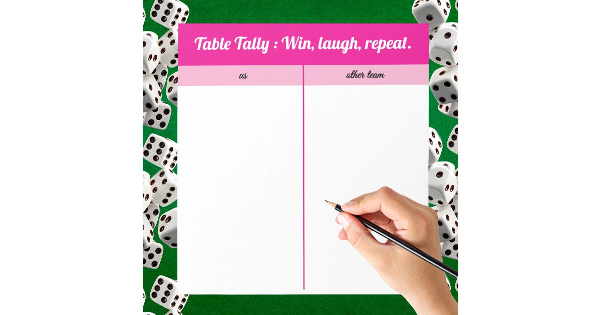 Modern Simple Pink White Bunco Table Tally Notepad | Zazzle