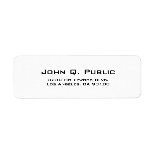 Modern Simple Plain White Address Label | Zazzle