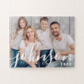 Modern Simple Playful Script Family Photo Jigsaw Puzzle | Zazzle