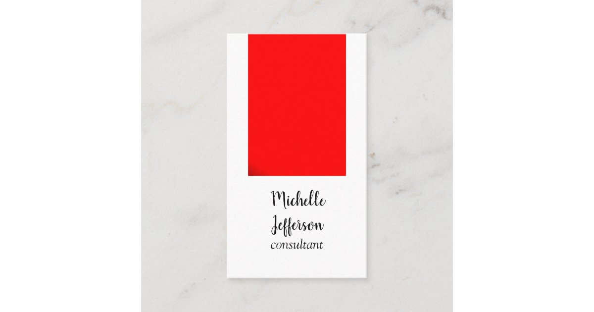 Modern Simple Plian Minimalist Red White Business Card | Zazzle