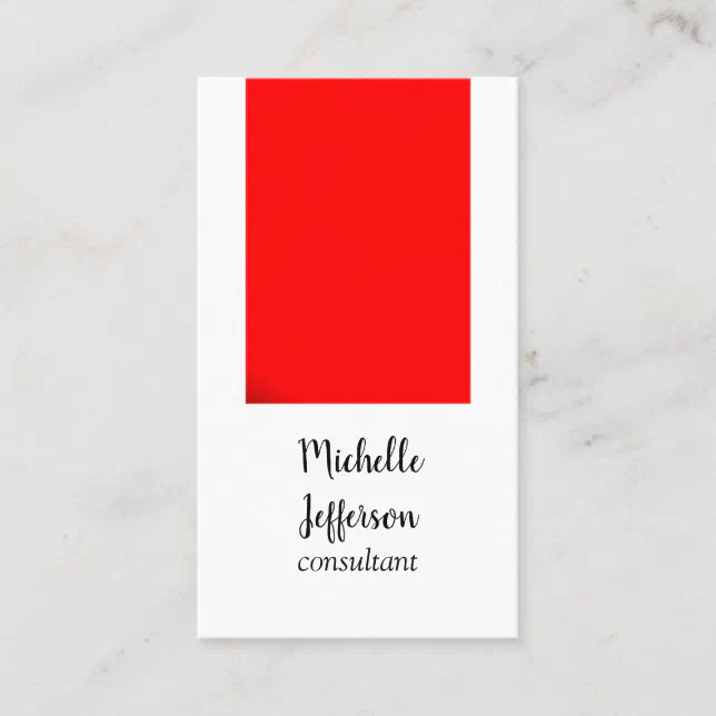 Modern Simple Plian Minimalist Red White Business Card | Zazzle