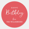 Modern Simple Preppy Happy Birthday Greeting Classic Round Sticker | Zazzle