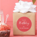 Modern Simple Preppy Happy Birthday Greeting Classic Round Sticker | Zazzle
