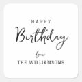 Modern Simple Preppy Happy Birthday Greeting Square Sticker | Zazzle