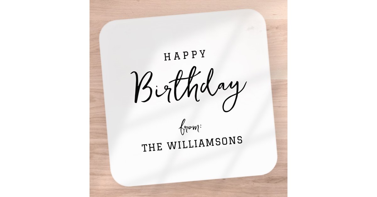 Modern Simple Preppy Happy Birthday Greeting Square Sticker | Zazzle