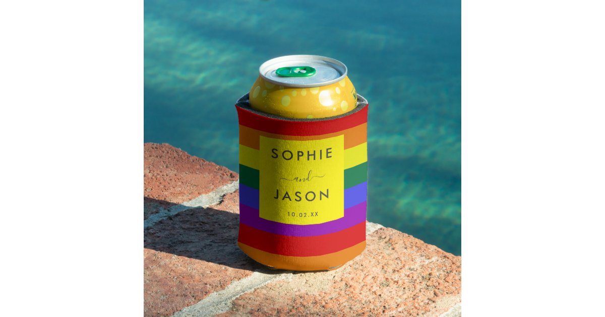 Modern Simple Pride LGBTQ Wedding Script Can Cooler | Zazzle