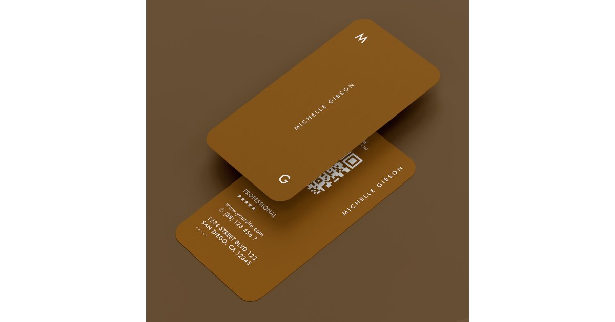 Modern Simple Professional Chocolate Brown QR Business Card | Zazzle