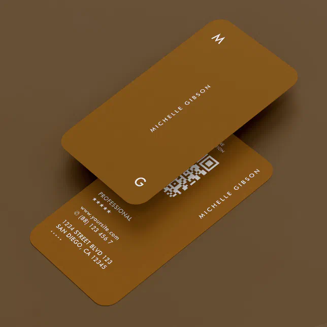 Modern Simple Professional Chocolate Brown QR Business Card | Zazzle