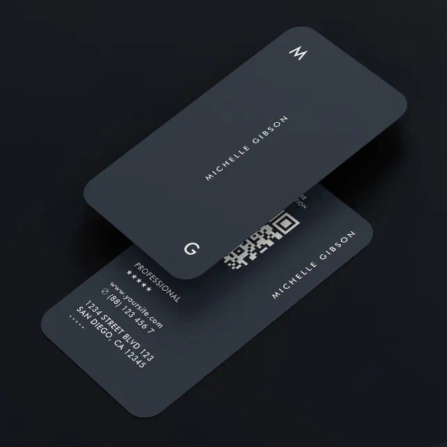 Modern Simple Professional Dark Blue Charcoal Business Card | Zazzle