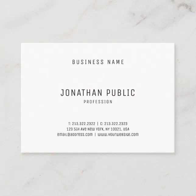Modern Simple Professional Design Elegant White Business Card | Zazzle