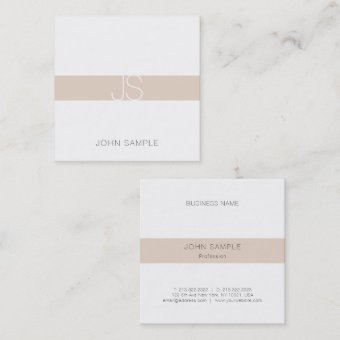 Modern Simple Professional Elegant Monogrammed Square Business Card ...
