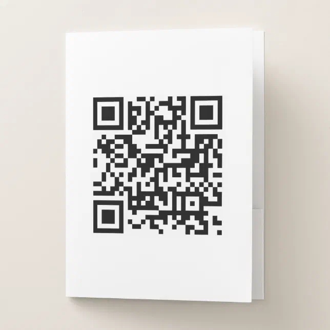 Modern Simple Promotional QR Code Template White Pocket Folder | Zazzle