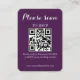 Modern Simple Purple QR Code & RSVP Wedding Enclosure Card | Zazzle