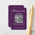 Modern Simple Purple QR Code & RSVP Wedding Enclosure Card | Zazzle