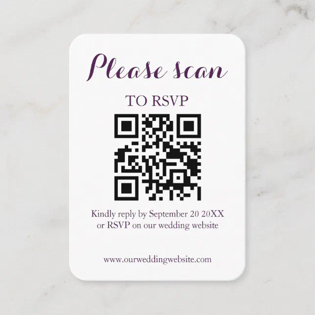 Modern Simple QR Code & RSVP Wedding Enclosure Card | Zazzle