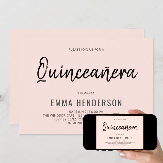 Modern Simple Quinceanera Birthday Invitation | Zazzle